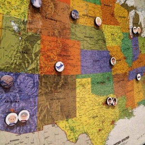 Treasured Maps: Framed Magnet Map of the USA With "places to Go, People ...
