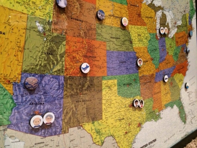 Treasured Maps: Framed Magnet Map of the USA With "places to Go, People ...