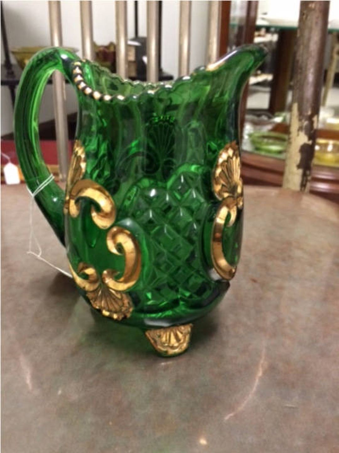 Green Croesus Glass Creamer - Etsy