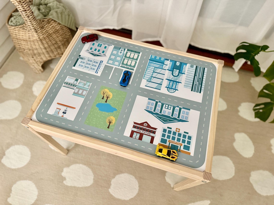 Ikea Latt Table Vinyl Decal City Scape Ikea Latt Table Ikea Hack Kids ...