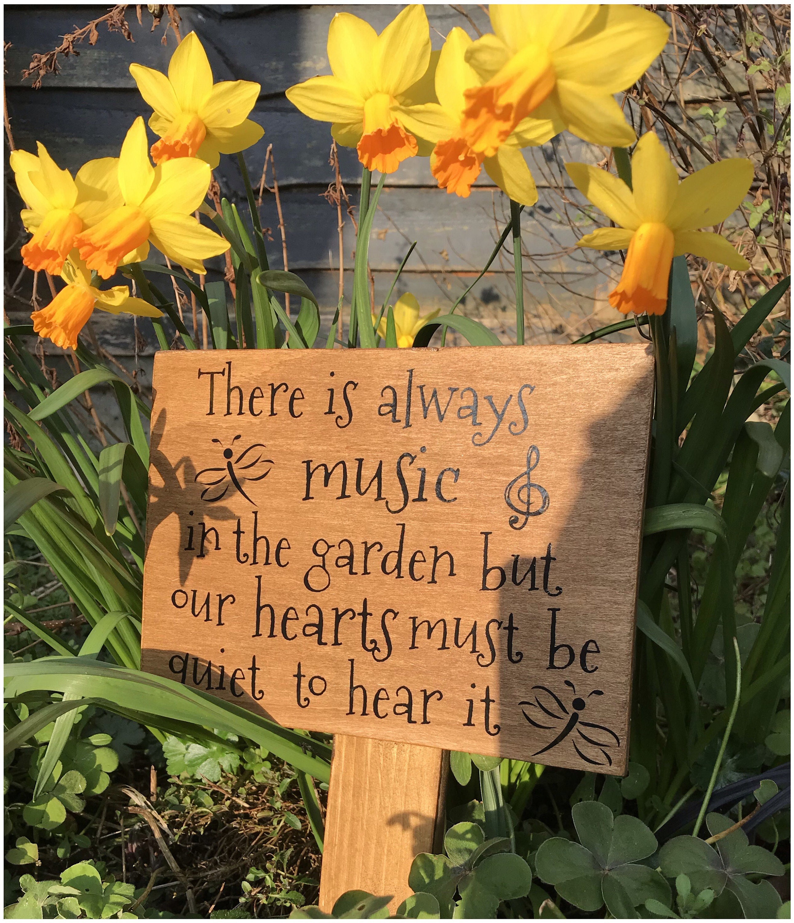 Wildflower Garden Sign, Music in the Garden Sign, Rustic Garden Decor ...