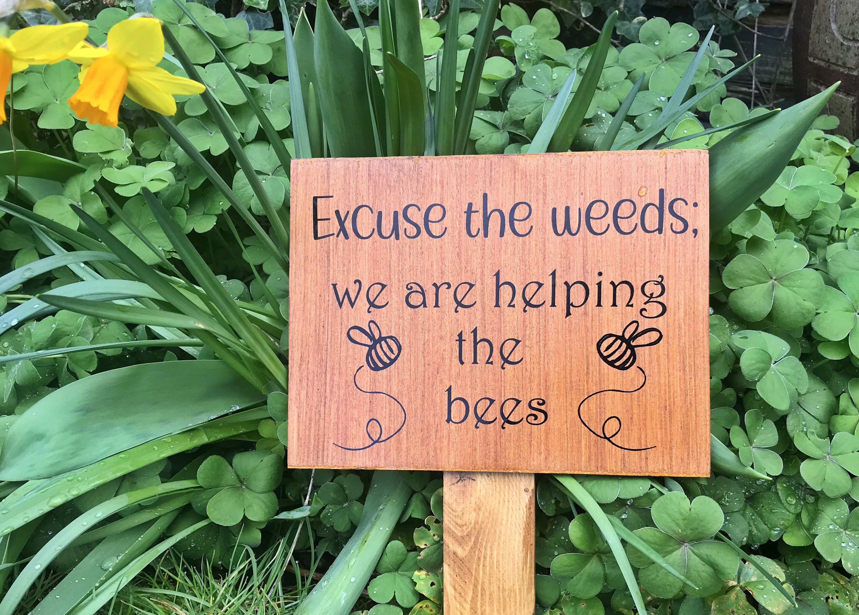 Garden Decor Excuse the Weeds We Are Helping the Bees Love - Etsy