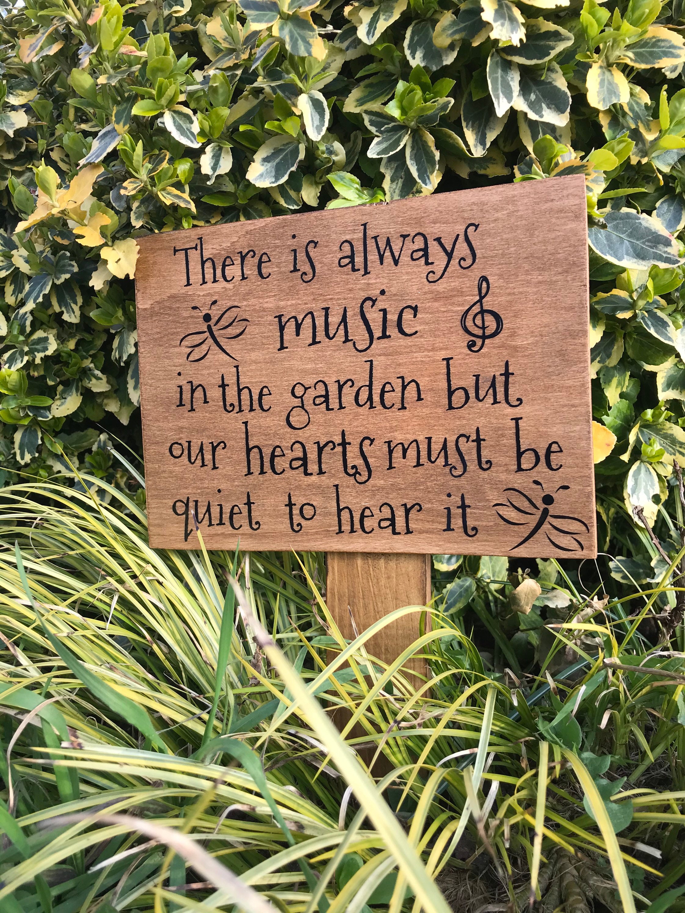 Wildflower Garden Sign, Music in the Garden Sign, Rustic Garden Decor ...