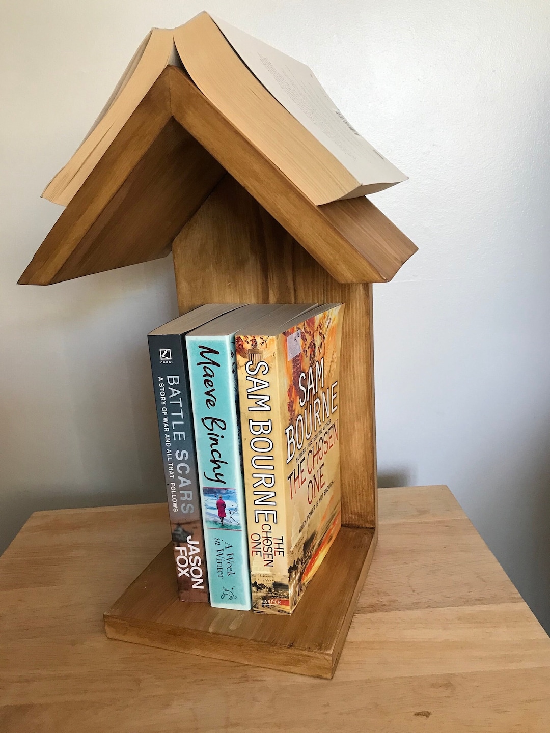 Handcrafted Wooden Triangle Book Saver and Stand, Book Store, Book ...