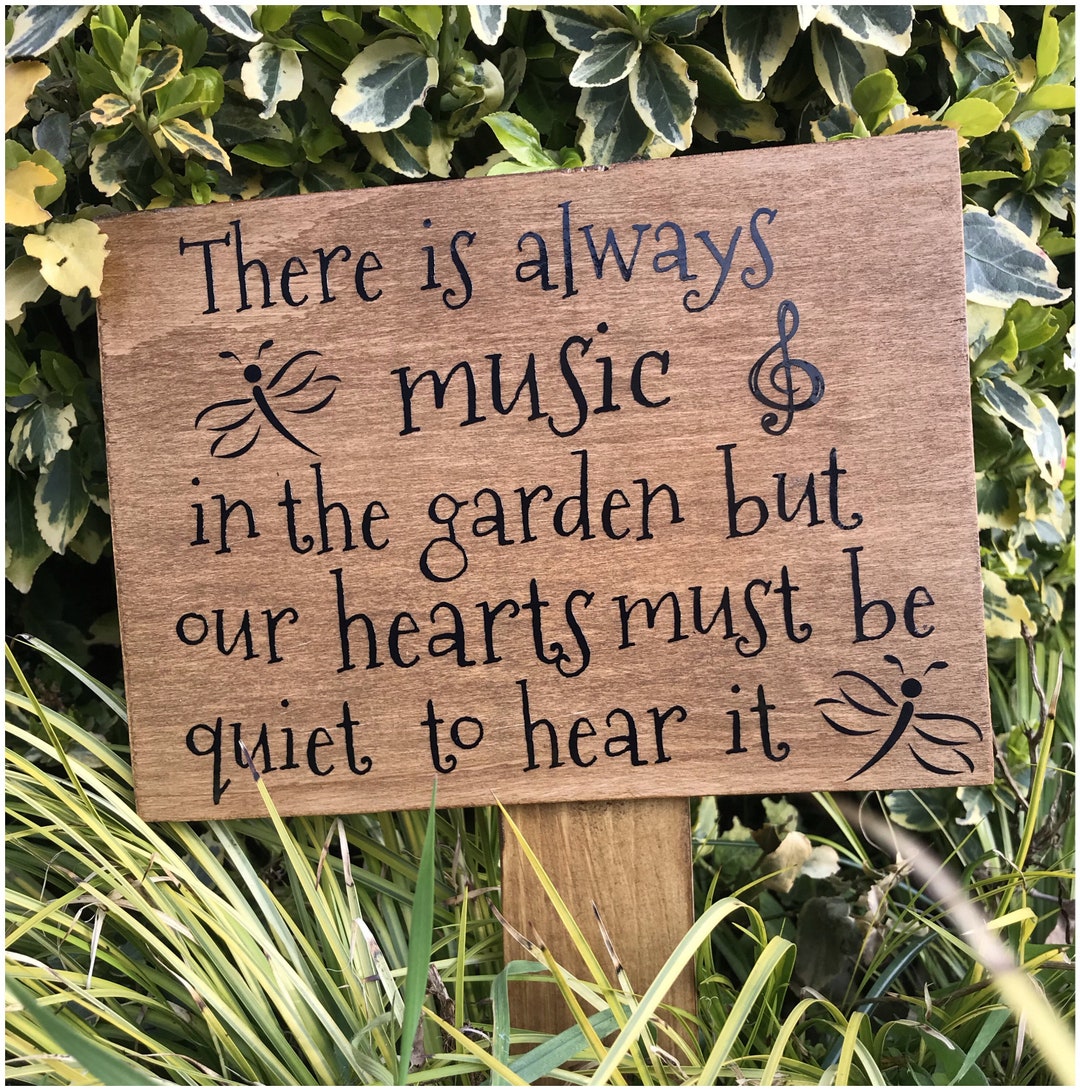 Wildflower Garden Sign, Music in the Garden Sign, Rustic Garden Decor ...
