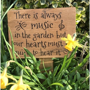 Wildflower Garden Sign, Music in the Garden Sign, Rustic Garden Decor ...