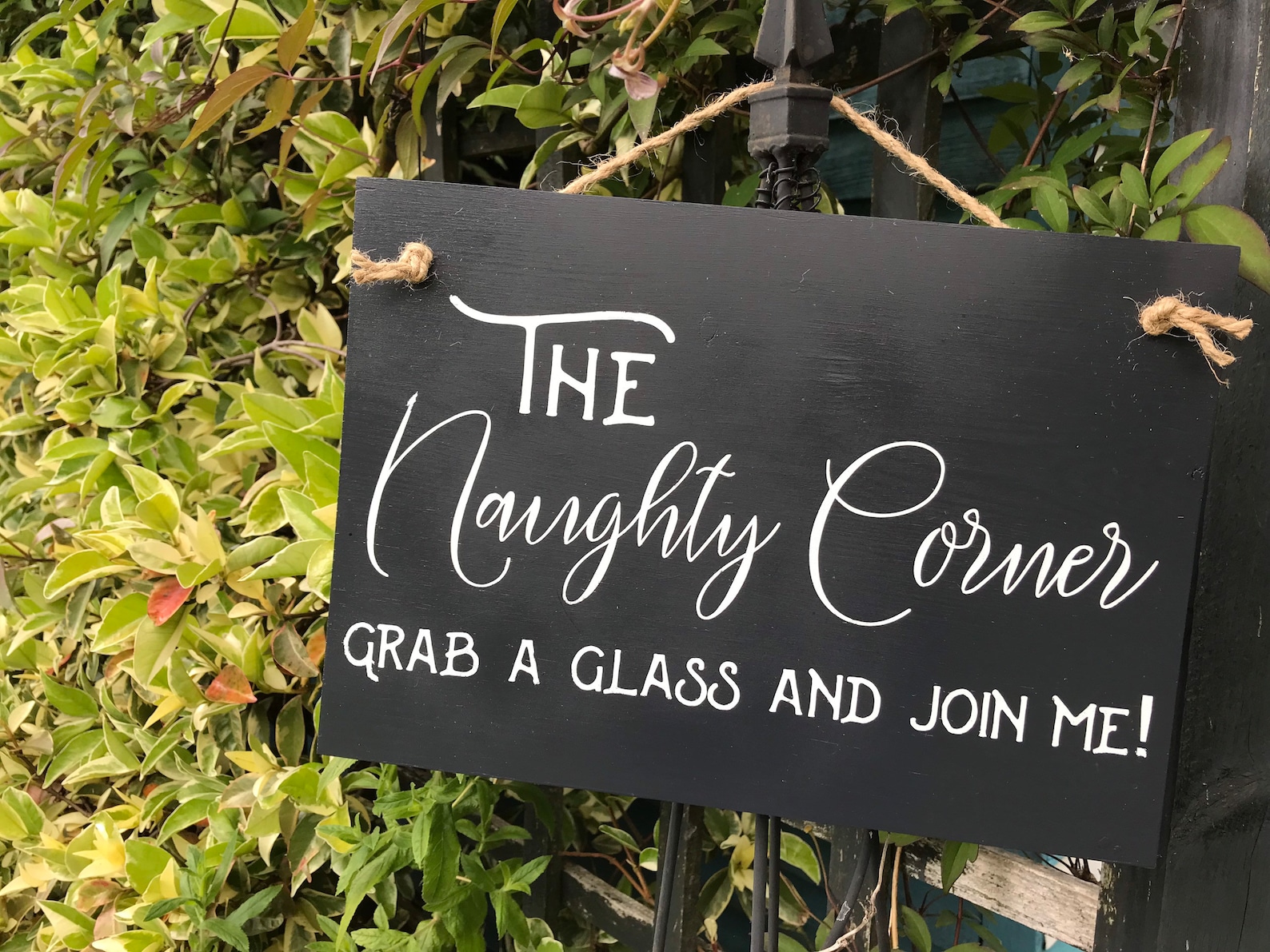 The Naughty Corner Garden Sign, Quirky Bar Sign, Present for Friends ...