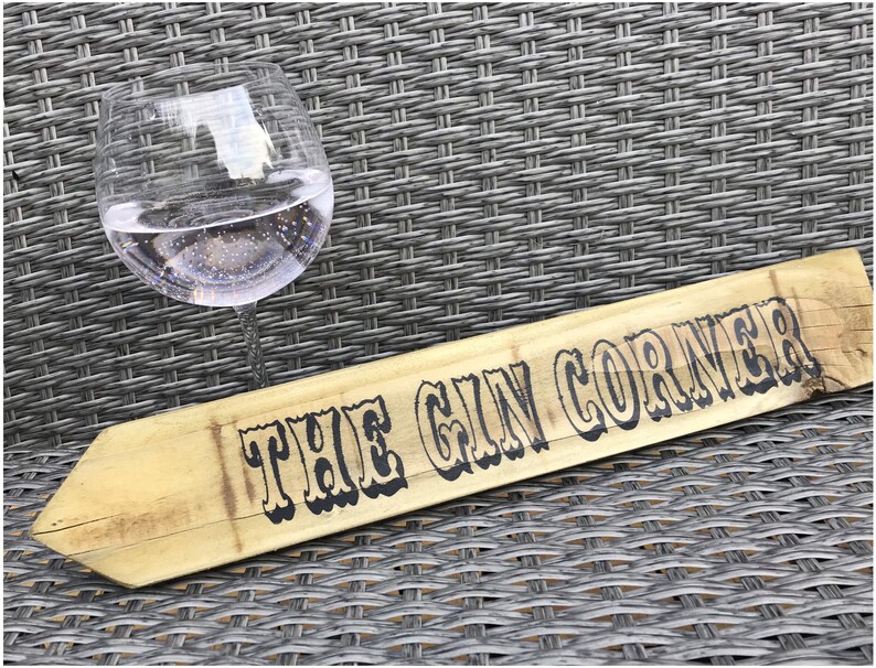 The Gin Corner Gin Sign Garden Signs Rustic Decor Yard - Etsy UK