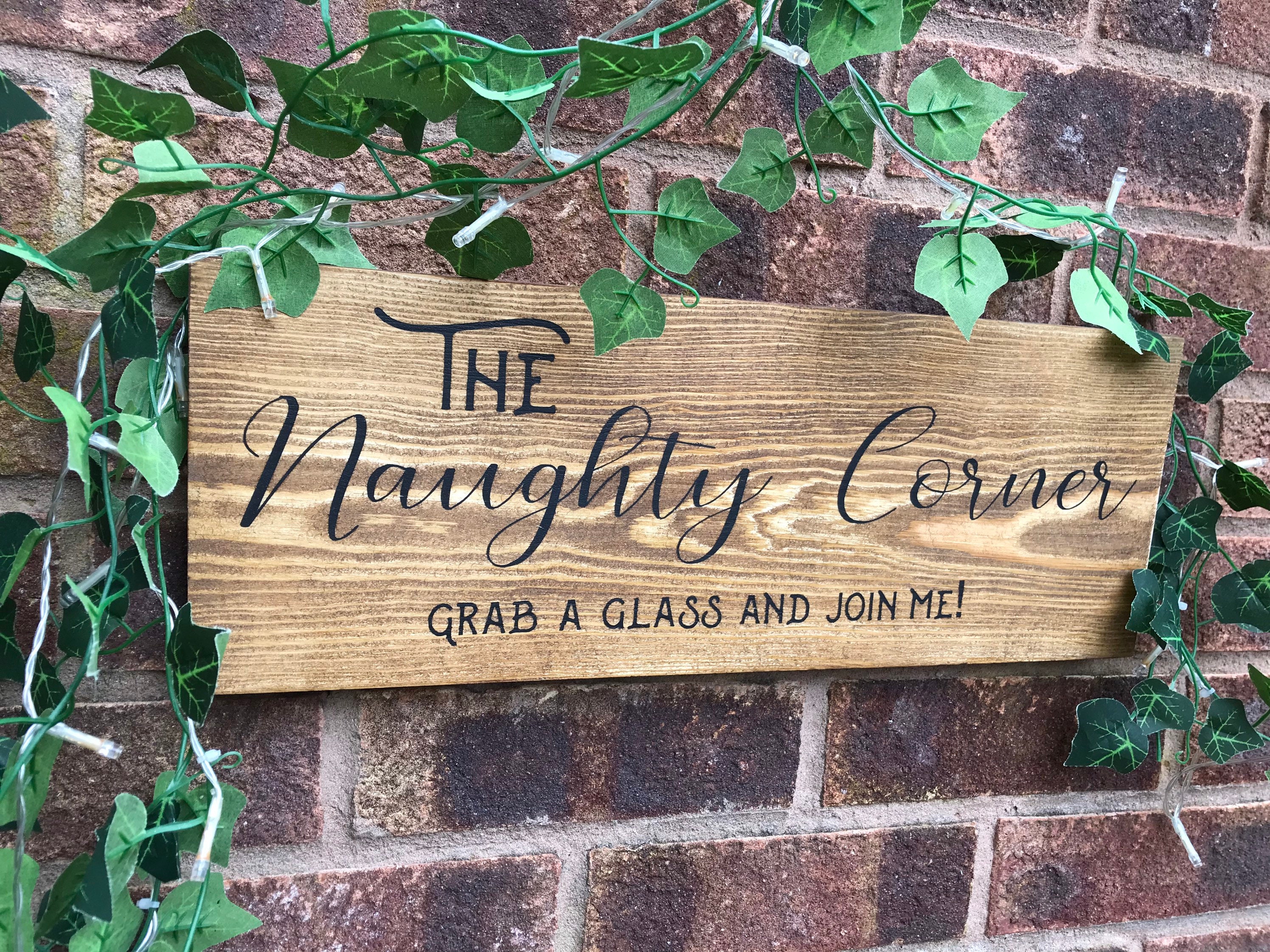 The Naughty Corner Garden Sign, Quirky Bar Sign, Present for Friends ...