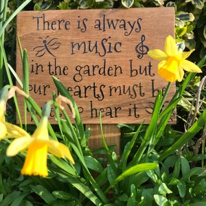 Wildflower Garden Sign, Music in the Garden Sign, Rustic Garden Decor ...