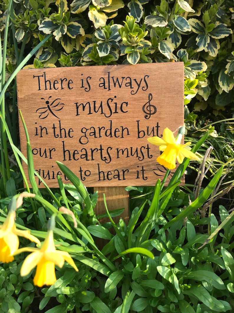 Wildflower Garden Sign, Music in the Garden Sign, Rustic Garden Decor ...
