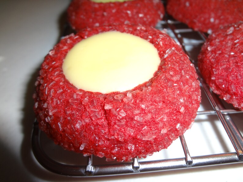 Delicious Homemade Red Velvet Cream Cheese Thumbprint Cookies | Etsy