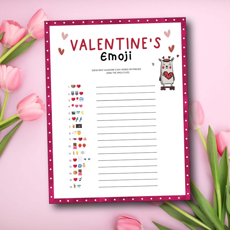 Valentine's Day Emoji Game, Printable Party Activity (PDF File) - Etsy