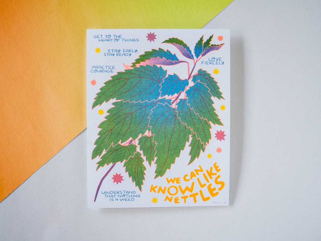 We Can Know Like Nettles -- Risograph Art Print - Etsy