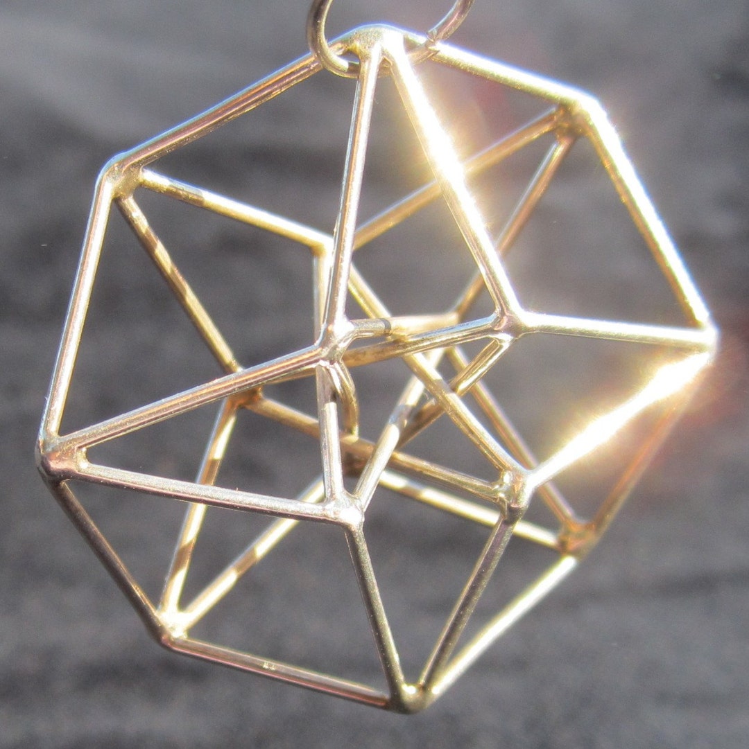 4D Hypercube Tesseract, Stargate 3D Sacred Geometry Jewelry for ...