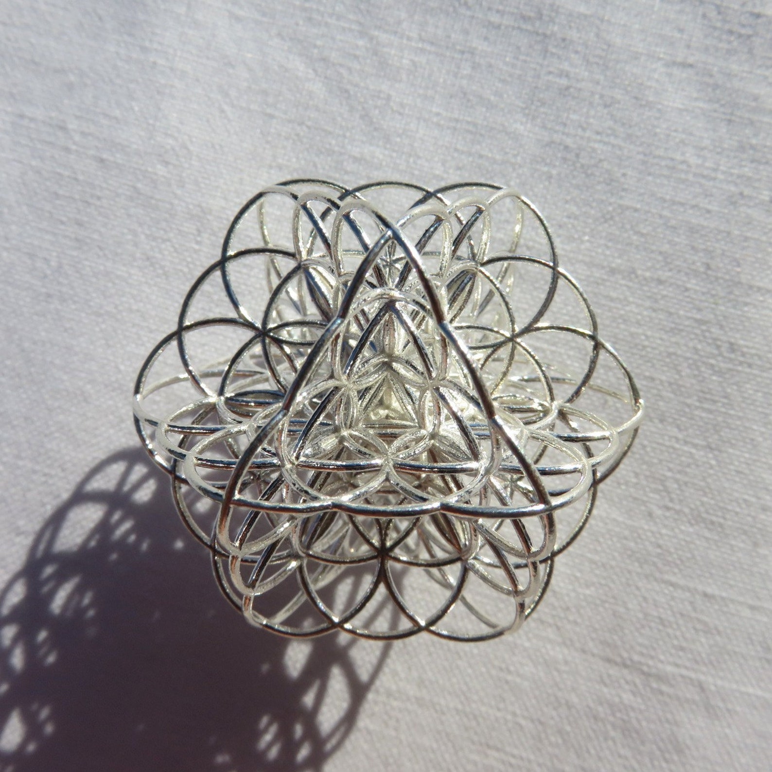 Flower of Life Necklace 3D • Sacred Geometry Pendant • Sterling Silver ...