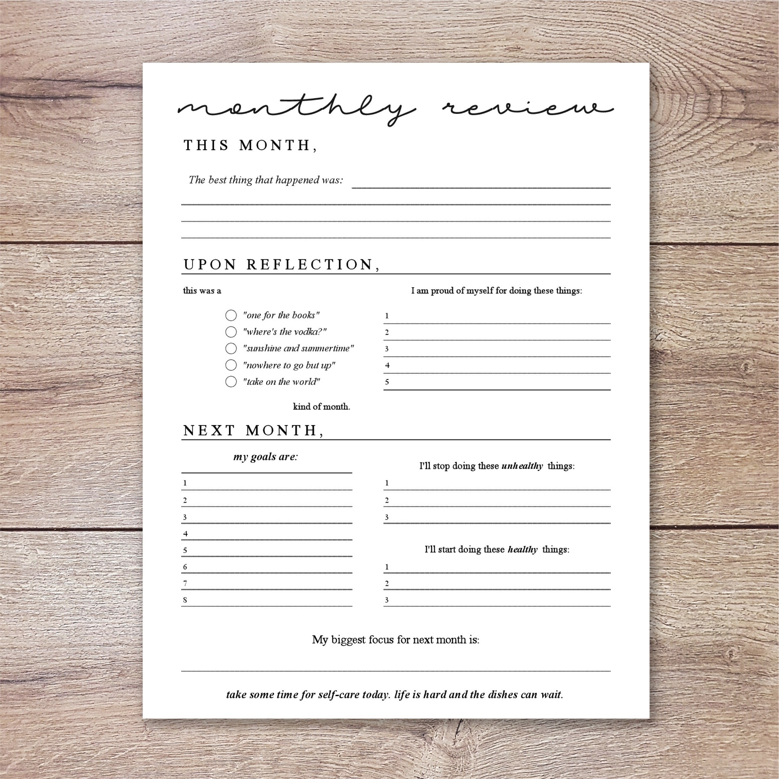 Daily Positivity Reflection Printable - Instant Download With Daily ...