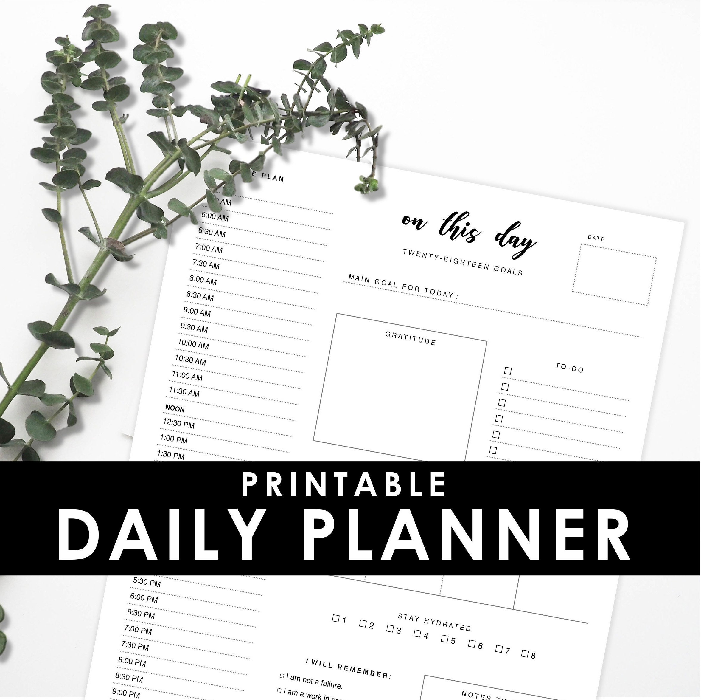 Goal-oriented Daily Planner Printable - Goals List, Gratitude Box, To ...