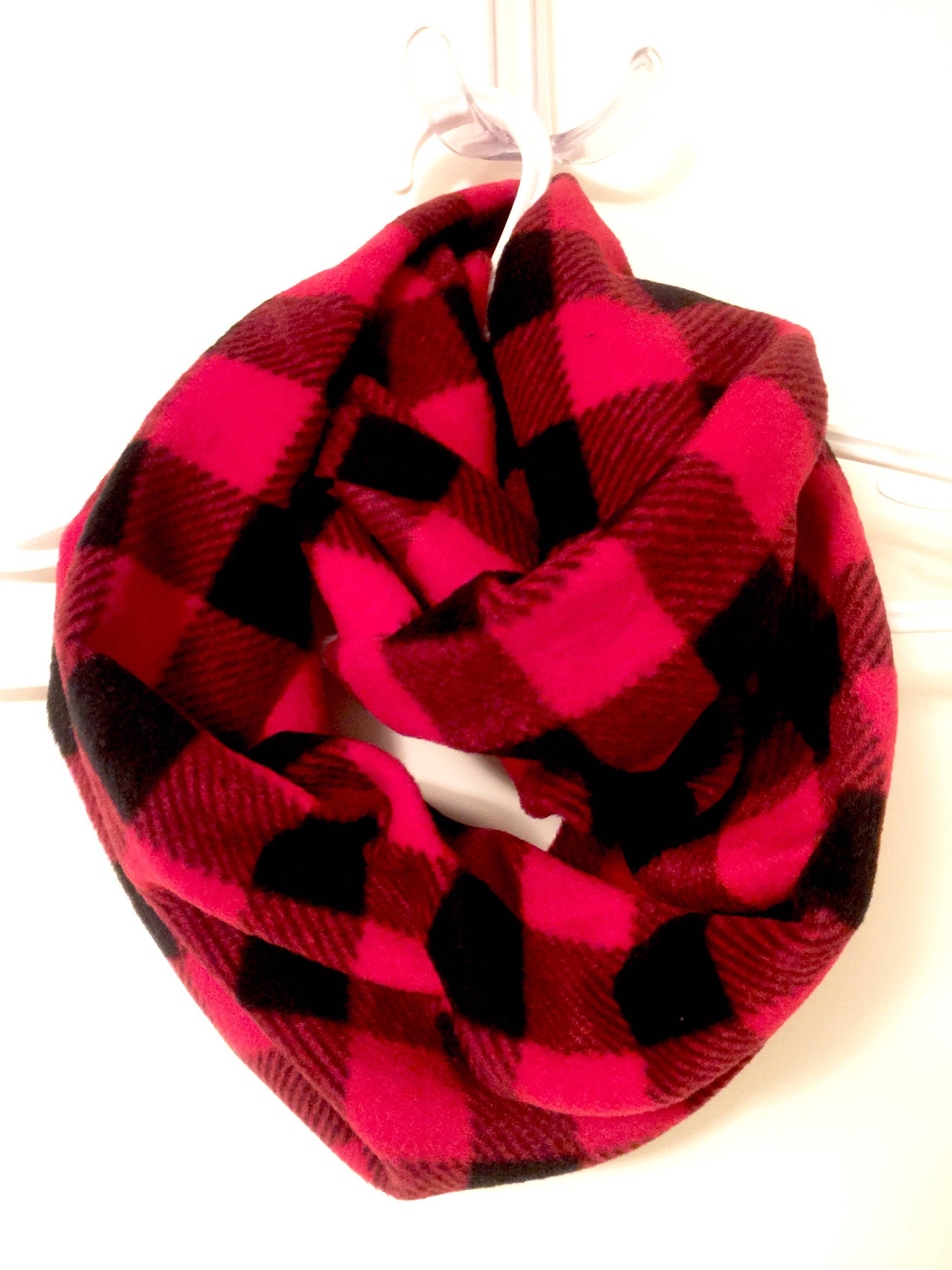 Red & Black Buffalo Check Plaid Fleece Infinity Scarf - Etsy Canada