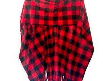 Red Tartan Classic Plaid Ladies Ruana Wrap one Size Fits All | Etsy
