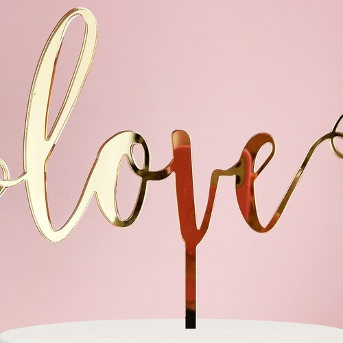 Love Cake Topper Wedding Cake Topper Gold Script Wedding - Etsy