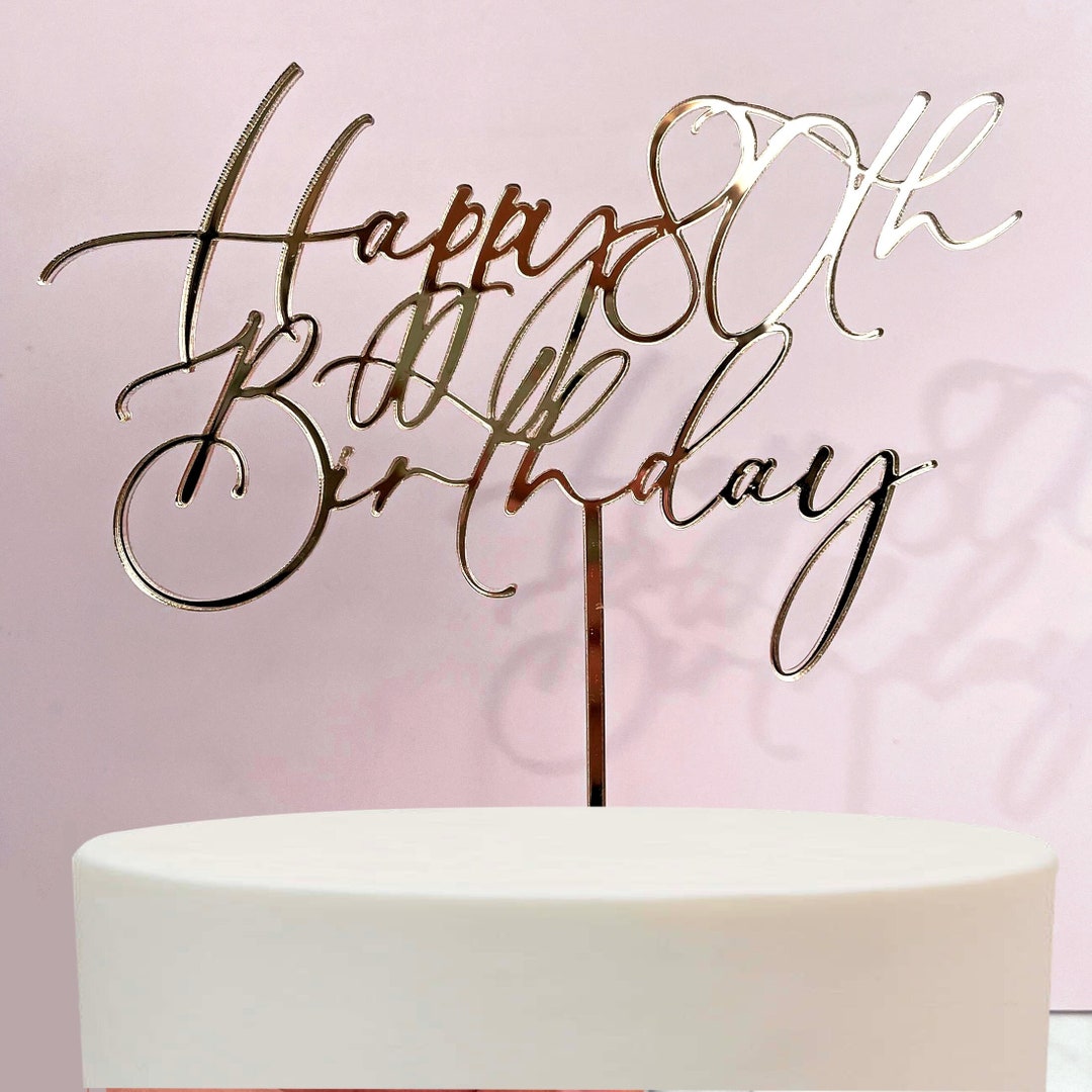 Happy 80th Birthday Cake Topper Decoration | Various Colours | Acrylic ...