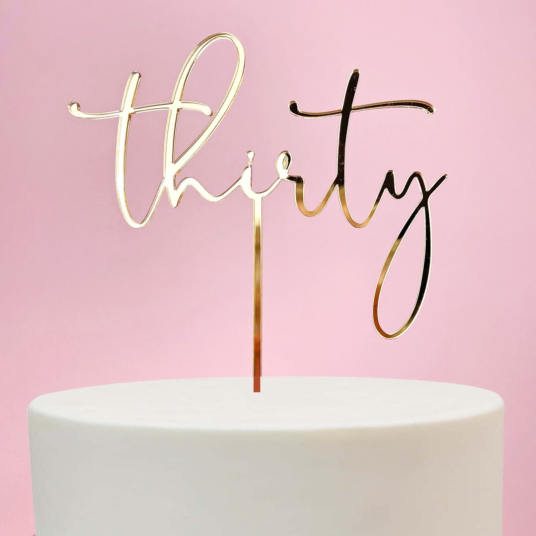 Acrylic Thirty Cake Topper Decoration | Various Colours Rustic Wood - Etsy