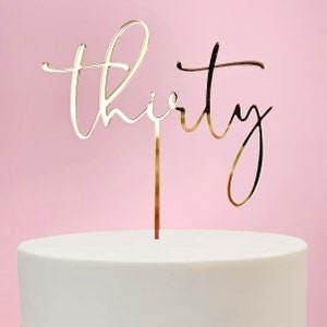 Acrylic Thirty Cake Topper Decoration | Various Colours Rustic Wood - Etsy