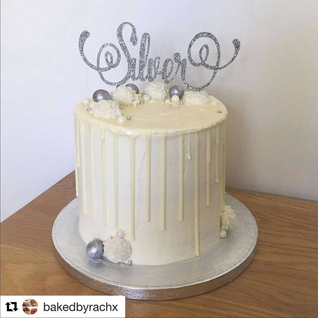 Silver Wedding Anniversary Cake Topper - Etsy UK