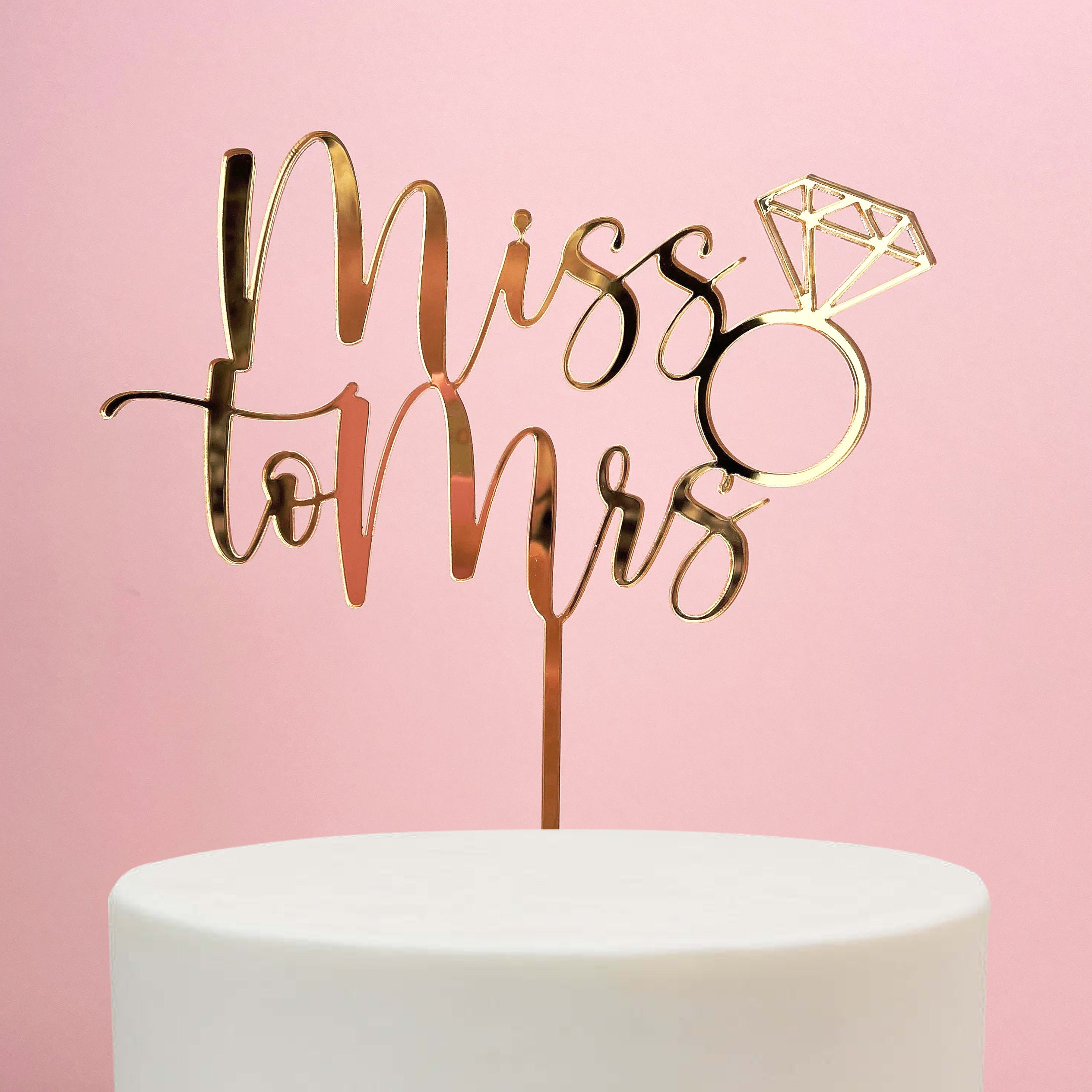 Miss to Mrs Cake Topper Acrylic Rustic Wood Various Colours Engagement Etsy