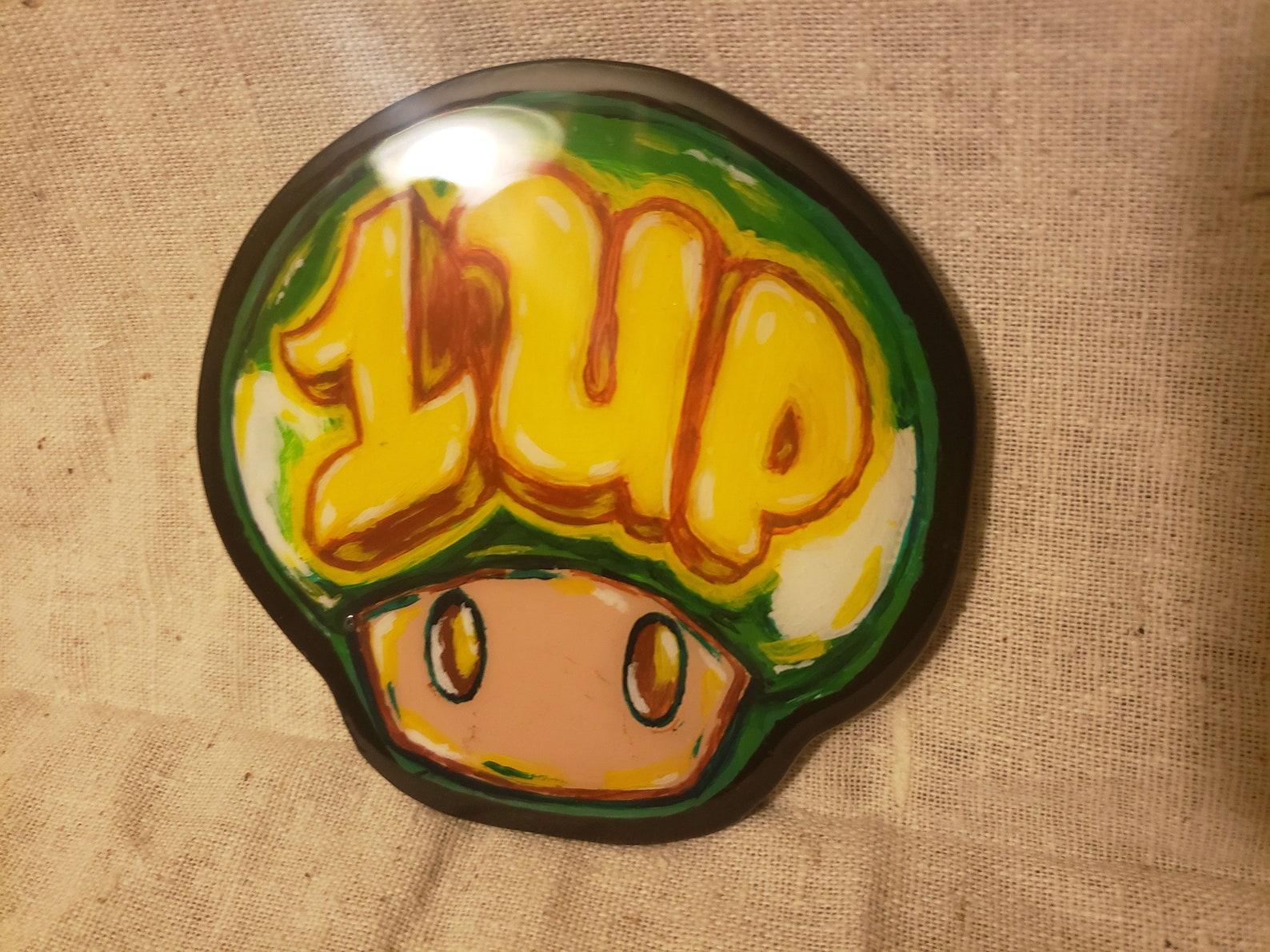 1UP Mario Mushroom PAINTING | Etsy
