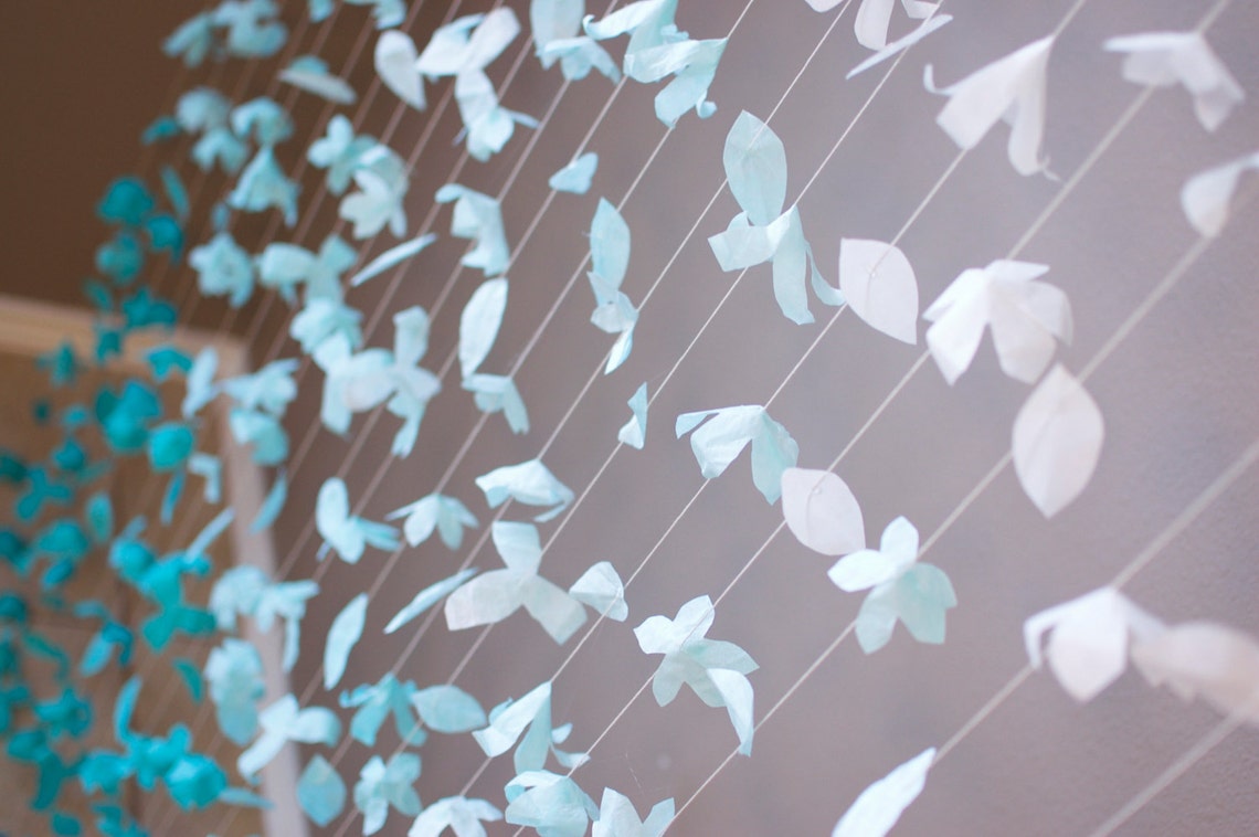 Paper Flower Garland Turquoise Ombre - Etsy