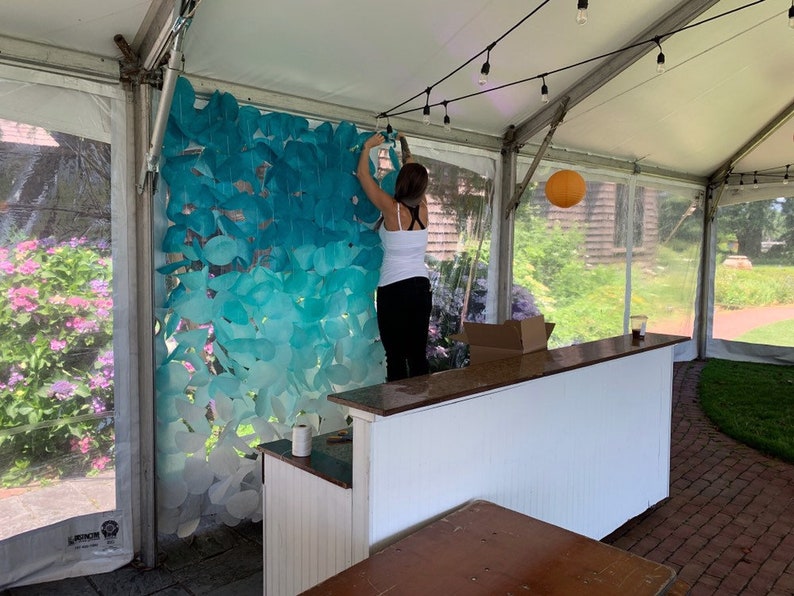 Teal and Sea Foam Ombre Paper Circle Garland Backdrop - Etsy Australia