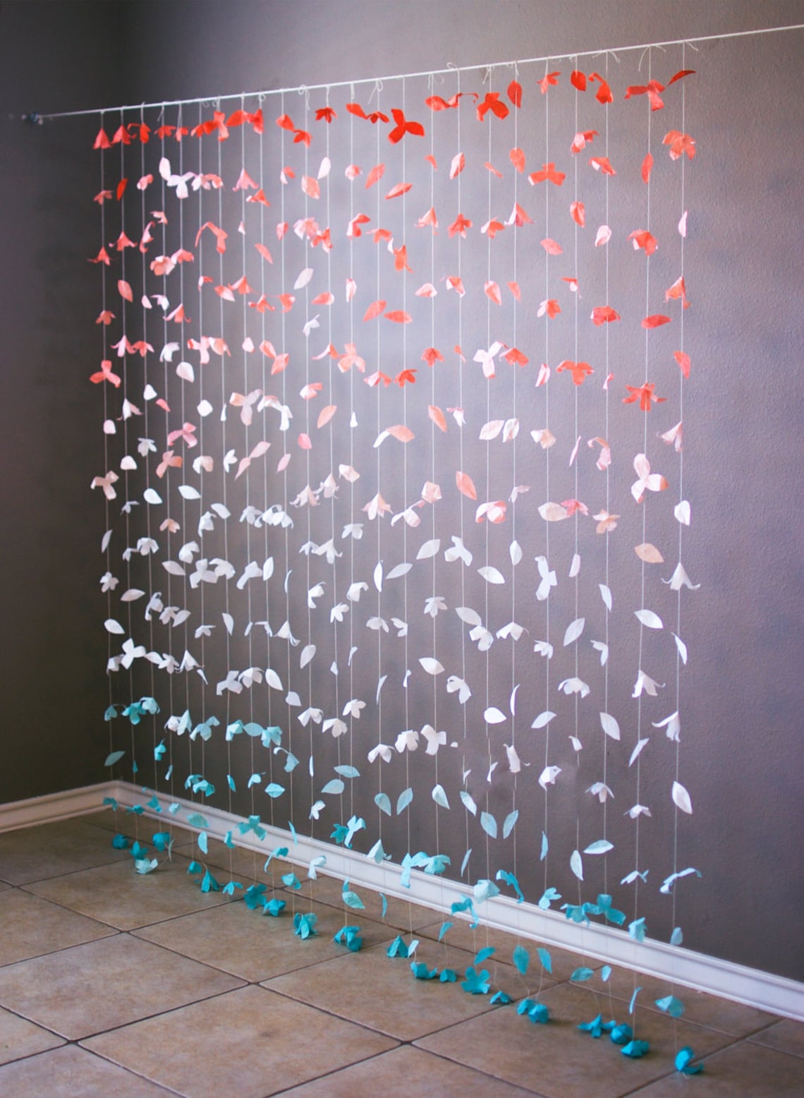Paper Flower Garland: Coral Peach and Aqua Ombre - Etsy