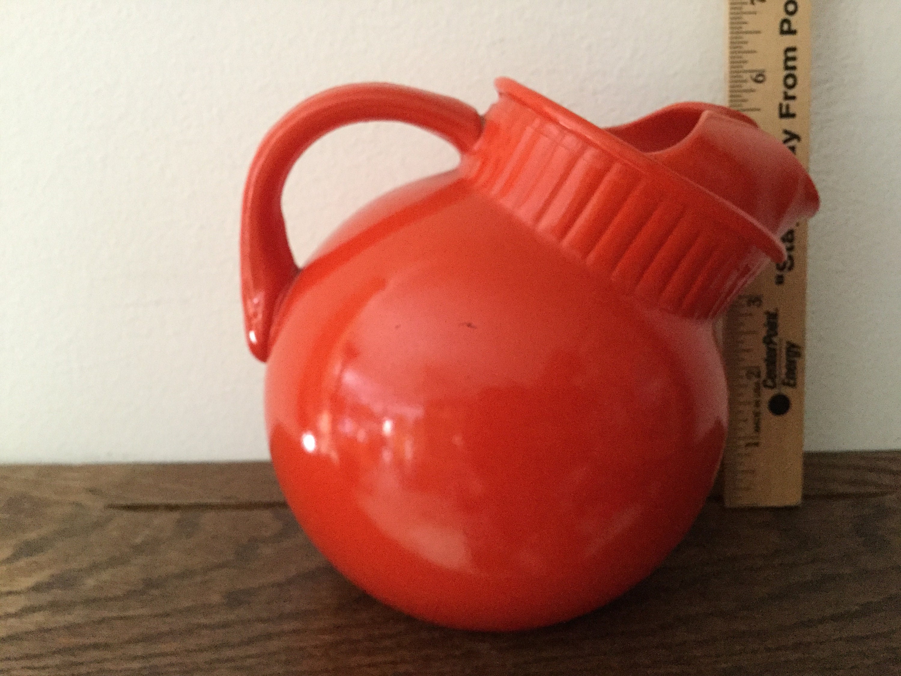 Vintage Small Tangerine Ball Pitcher Fire King 1940's Small Pitcher ...
