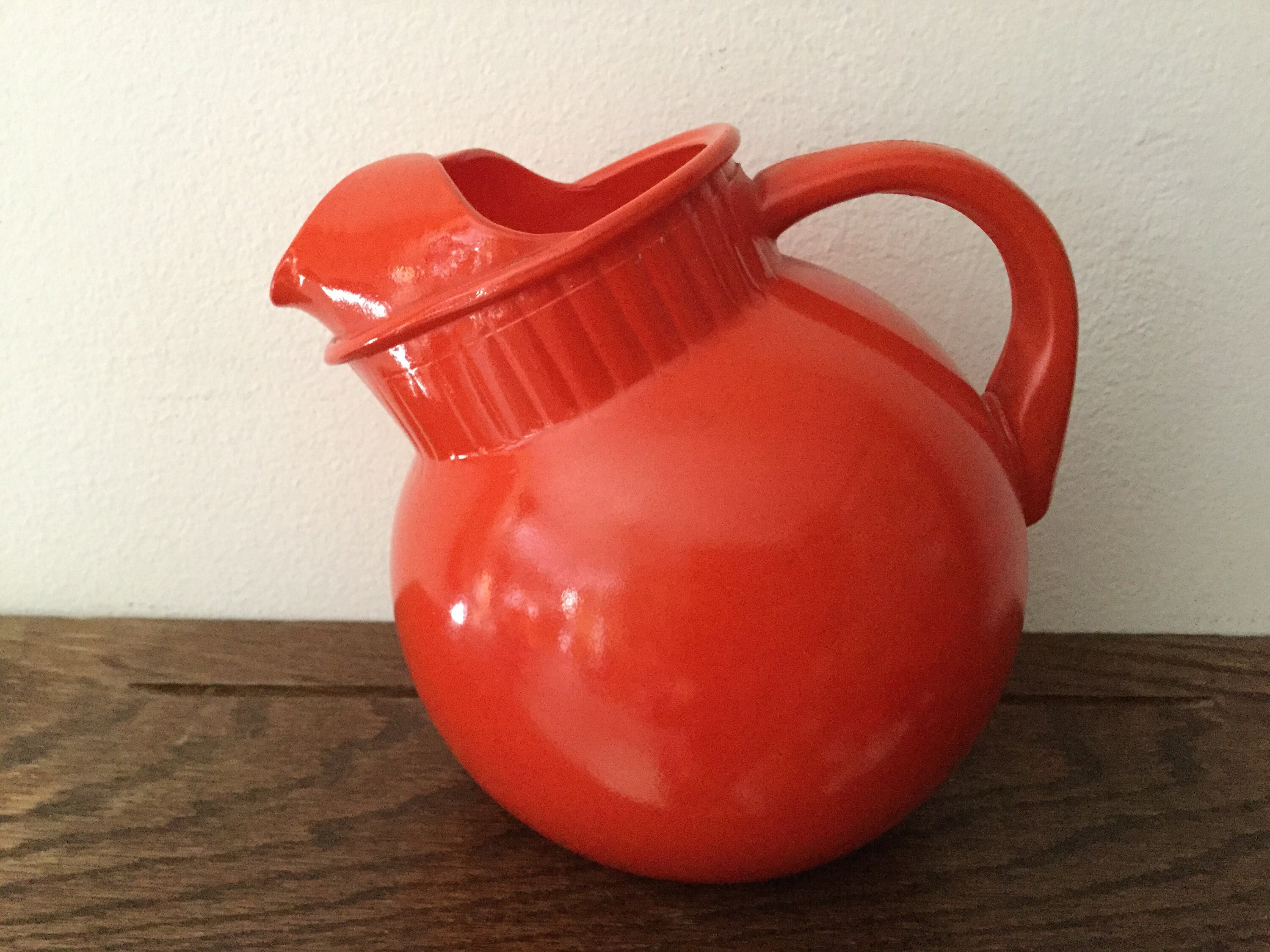 Vintage Small Tangerine Ball Pitcher Fire King 1940's Small Pitcher ...