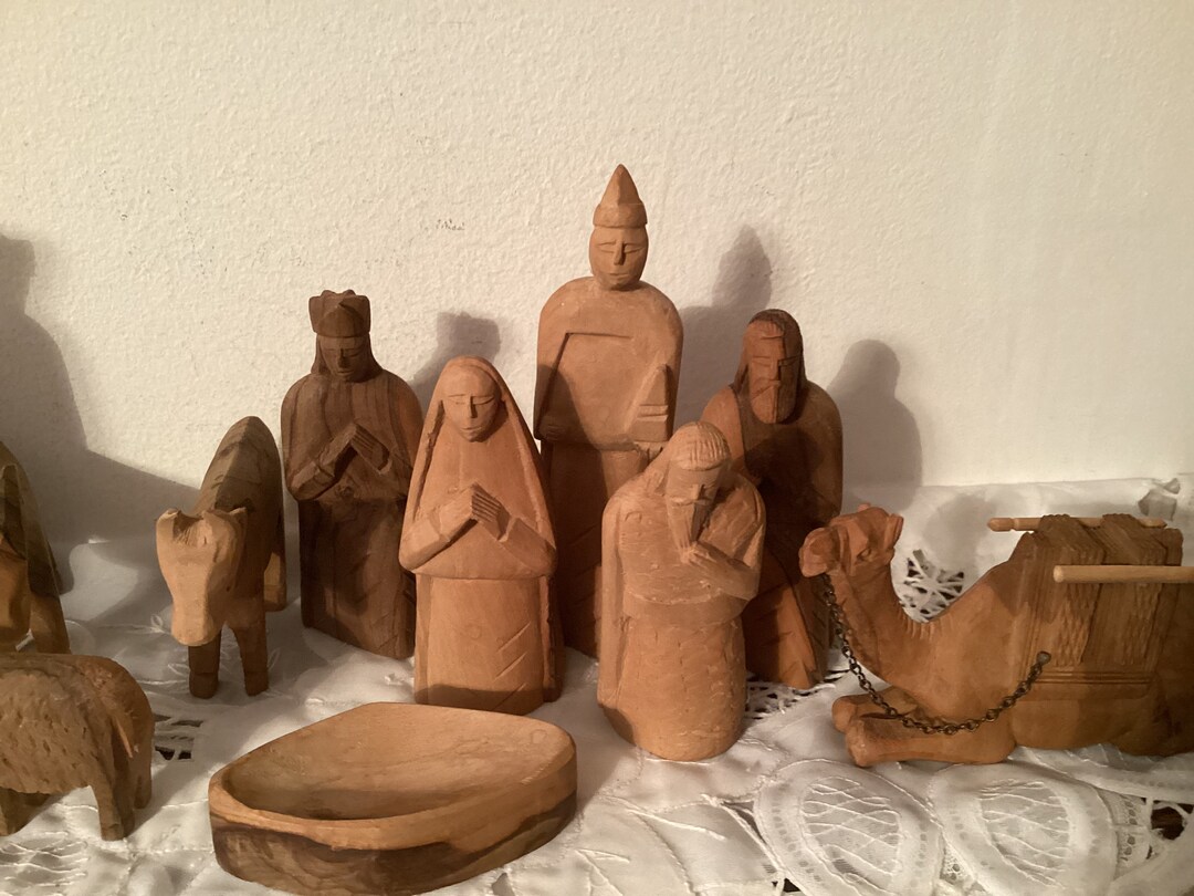 Salevintage HANDCARVED NATIVITY Set Awesome Hand Carved Nativity Set ...