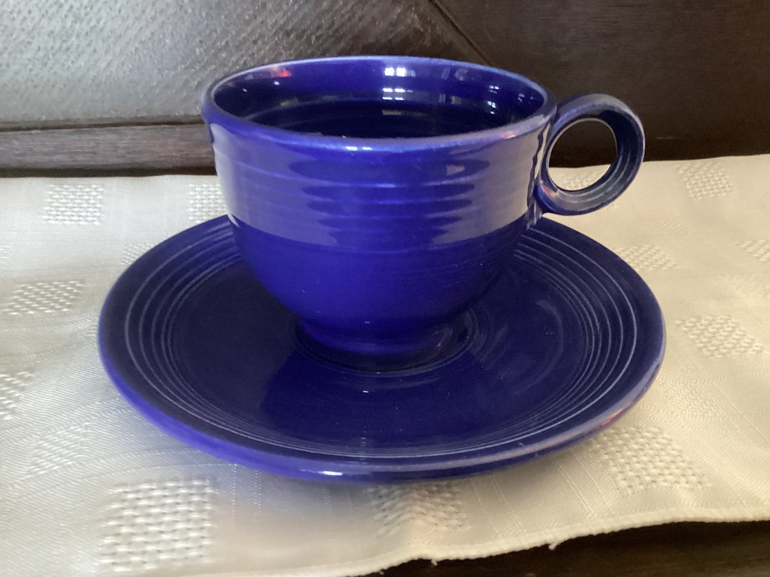Sale***vintage ORIGINAL Blue FIESTAWARE Cup and Saucer SET Ring Handle ...
