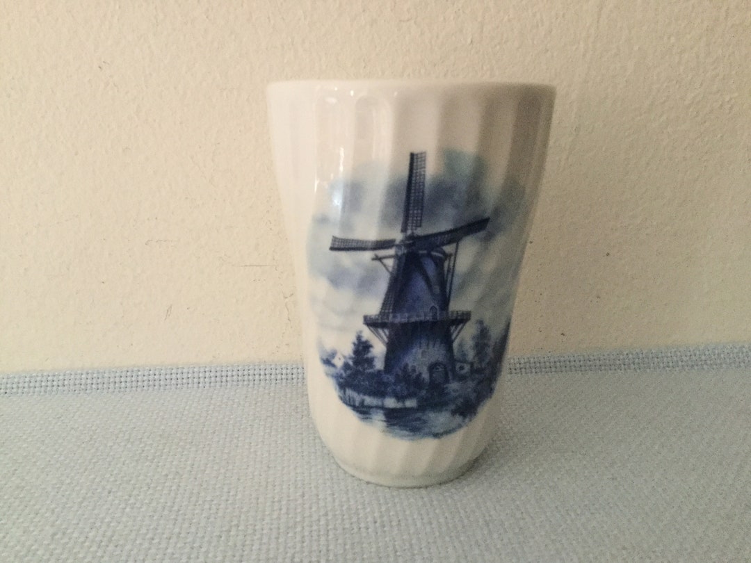 TER STEEGE Blue Delft Small Glass Unique 1984 Handpainted DELFT Glass ...