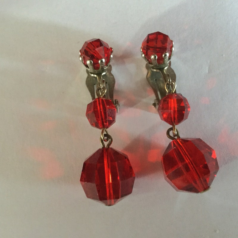 Red Clip on Earrings for Women - Etsy