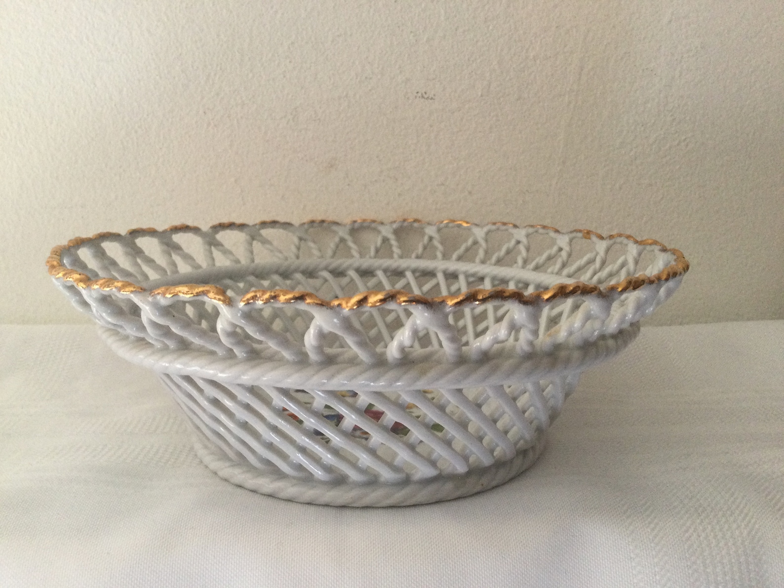 Vintage ROMANIA BASKET WEAVE Bowl Handpainted Open Weave Bowl - Etsy