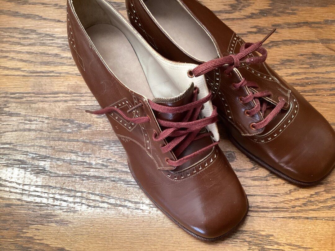 Sale***vintage Brown Lace up ROBERTS, JOHNSON & RAND Shoes Brogue Style ...