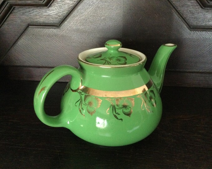 Sale****vintage HALL GREEN TEAPOT Gold Trim and Marked Teapot - Etsy
