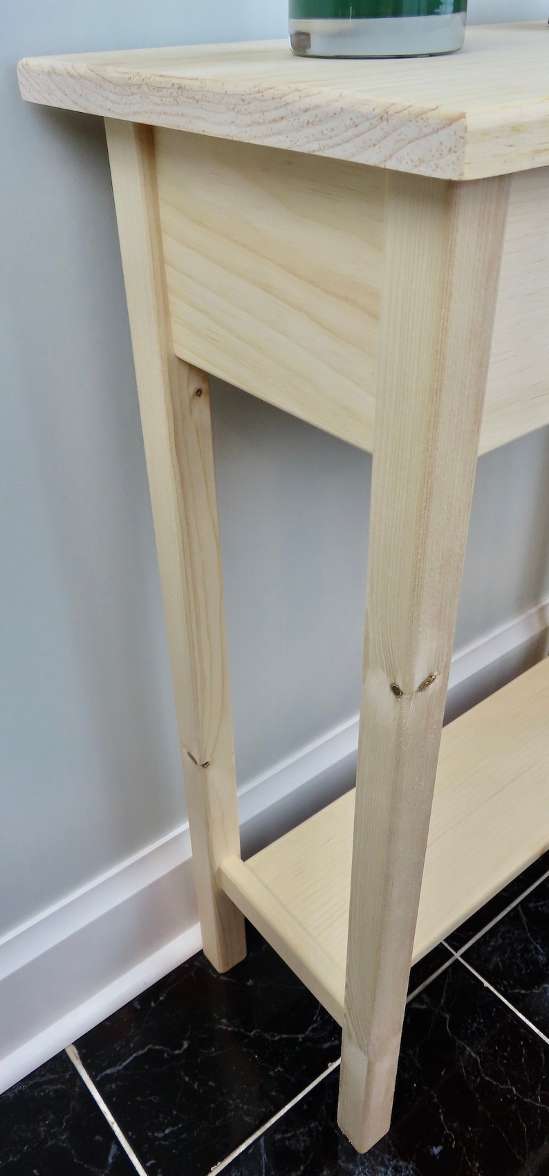 Unfinished Pine Shaker Console Table With Shelf (24"x11.25"x30") - Etsy