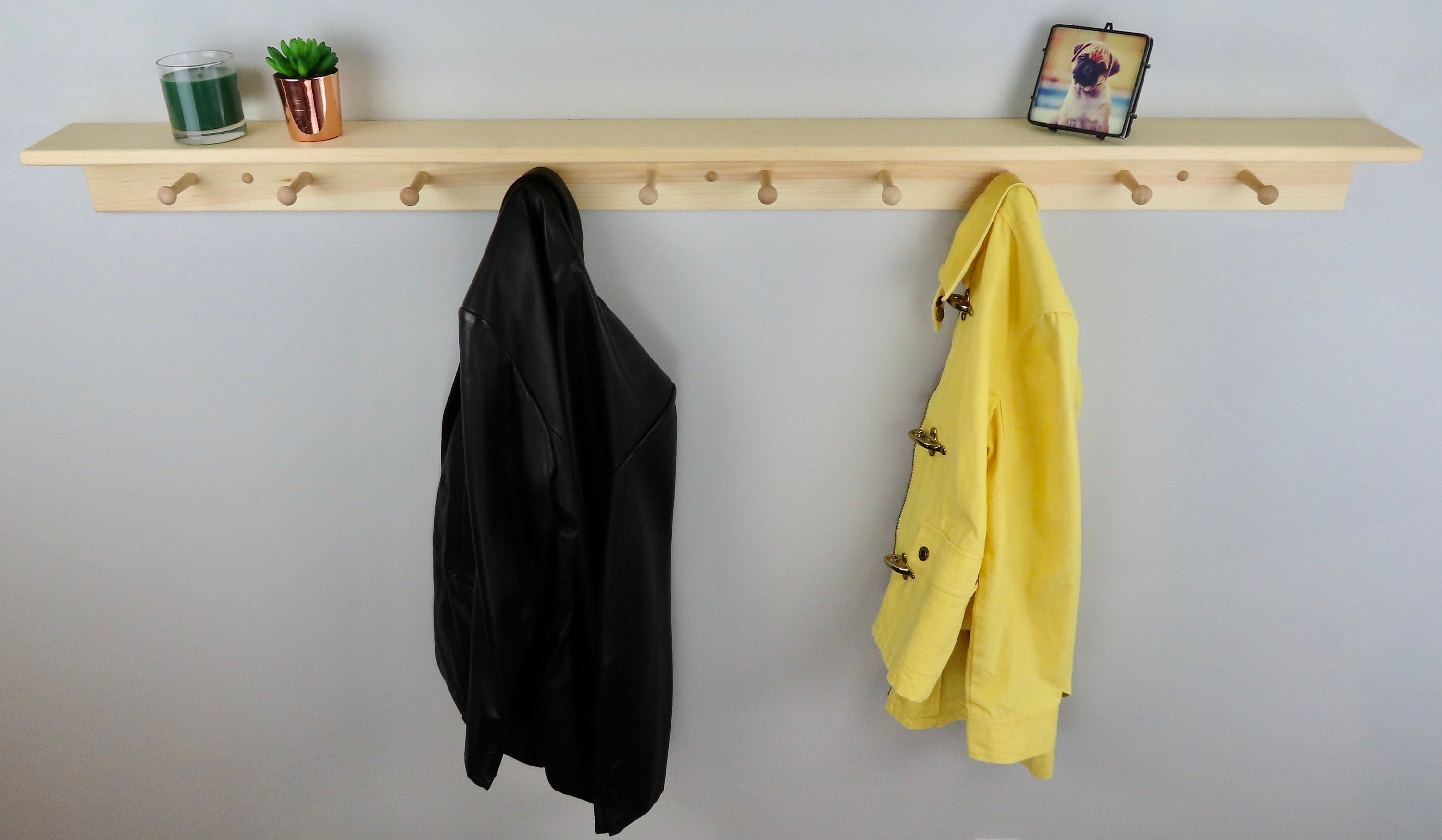 Unfinished Shaker Peg Coat Hat Rack With Shelf 60 - Etsy