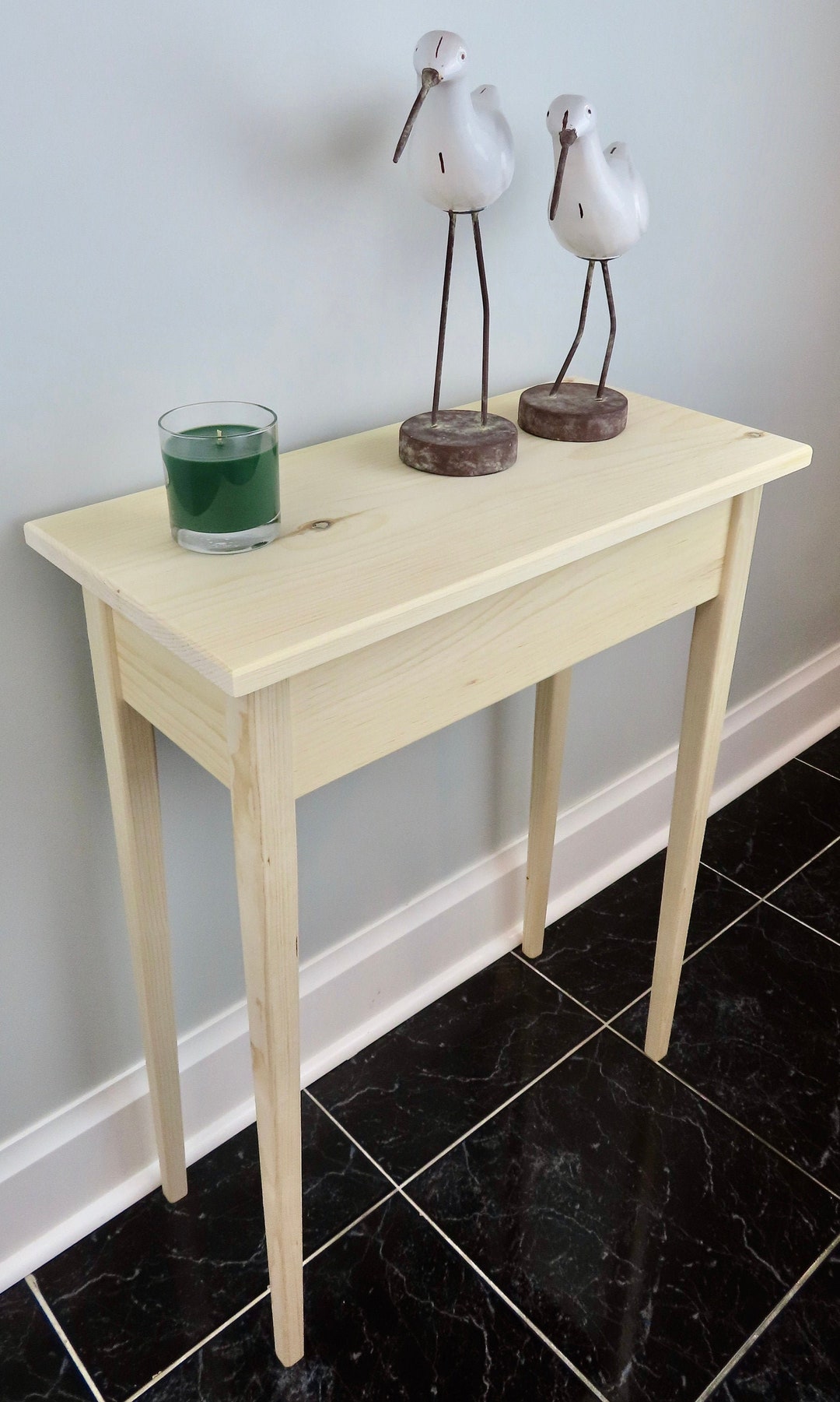 Unfinished Pine Shaker Console Table With Tapered Legs 24” - Etsy