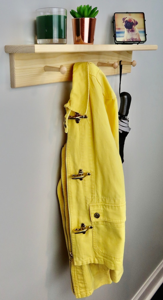 Unfinished Shaker Peg Coat Hat Rack With Shelf 24 | Etsy