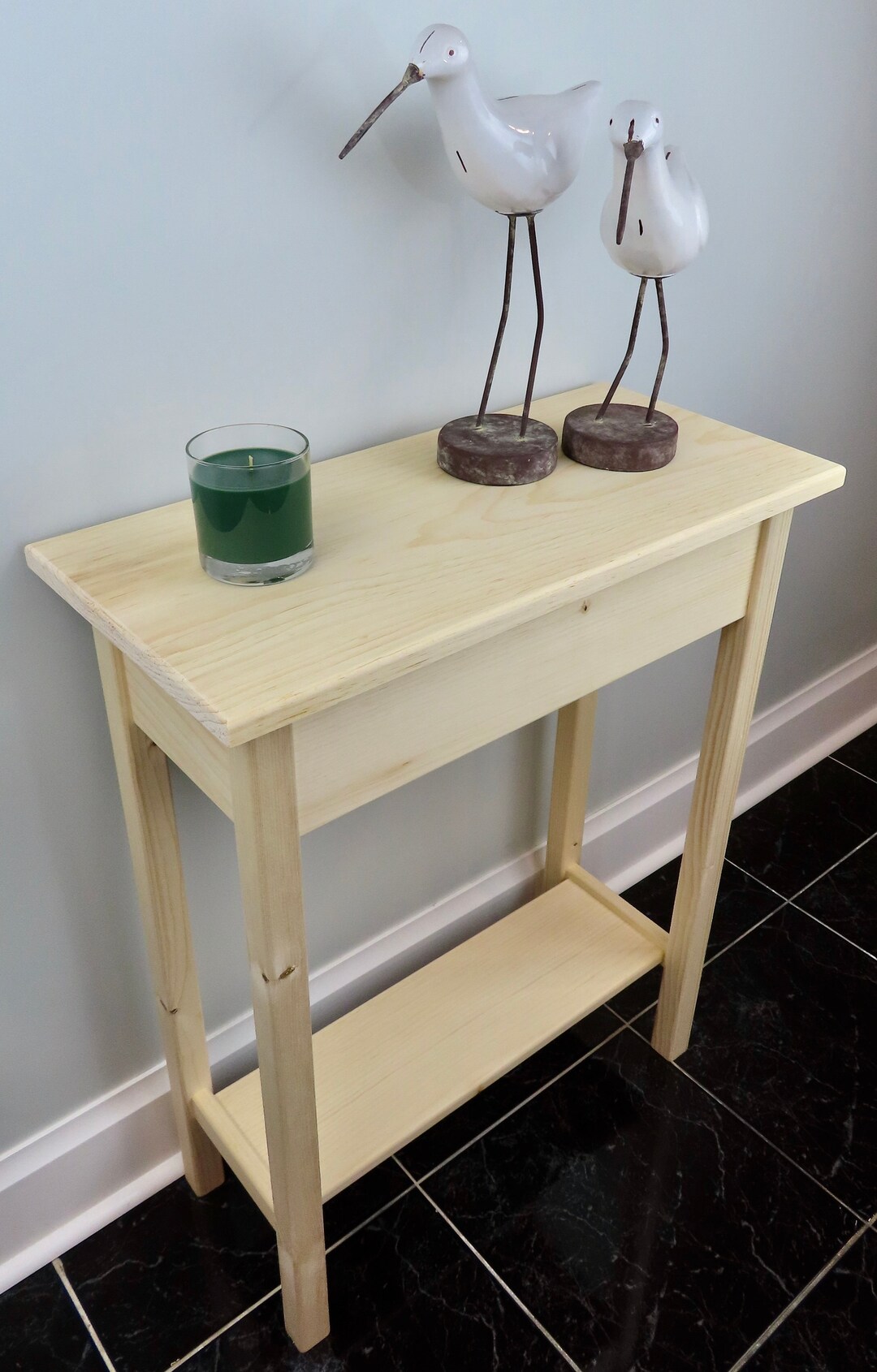 Unfinished Pine Shaker Console Table With Shelf (24"x11.25"x30") - Etsy