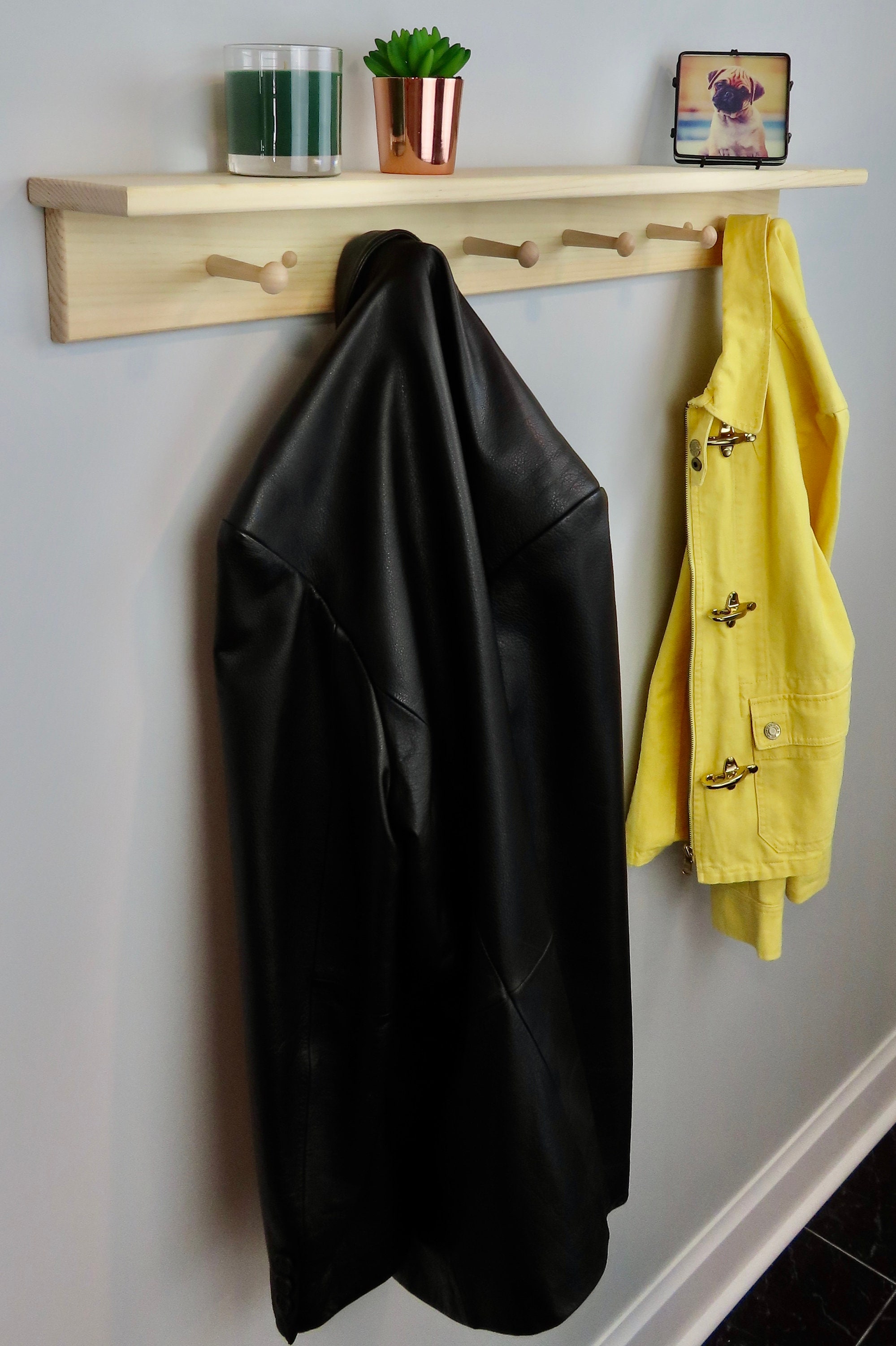 Unfinished Shaker Peg Coat Hat Rack With Shelf 36 | Etsy