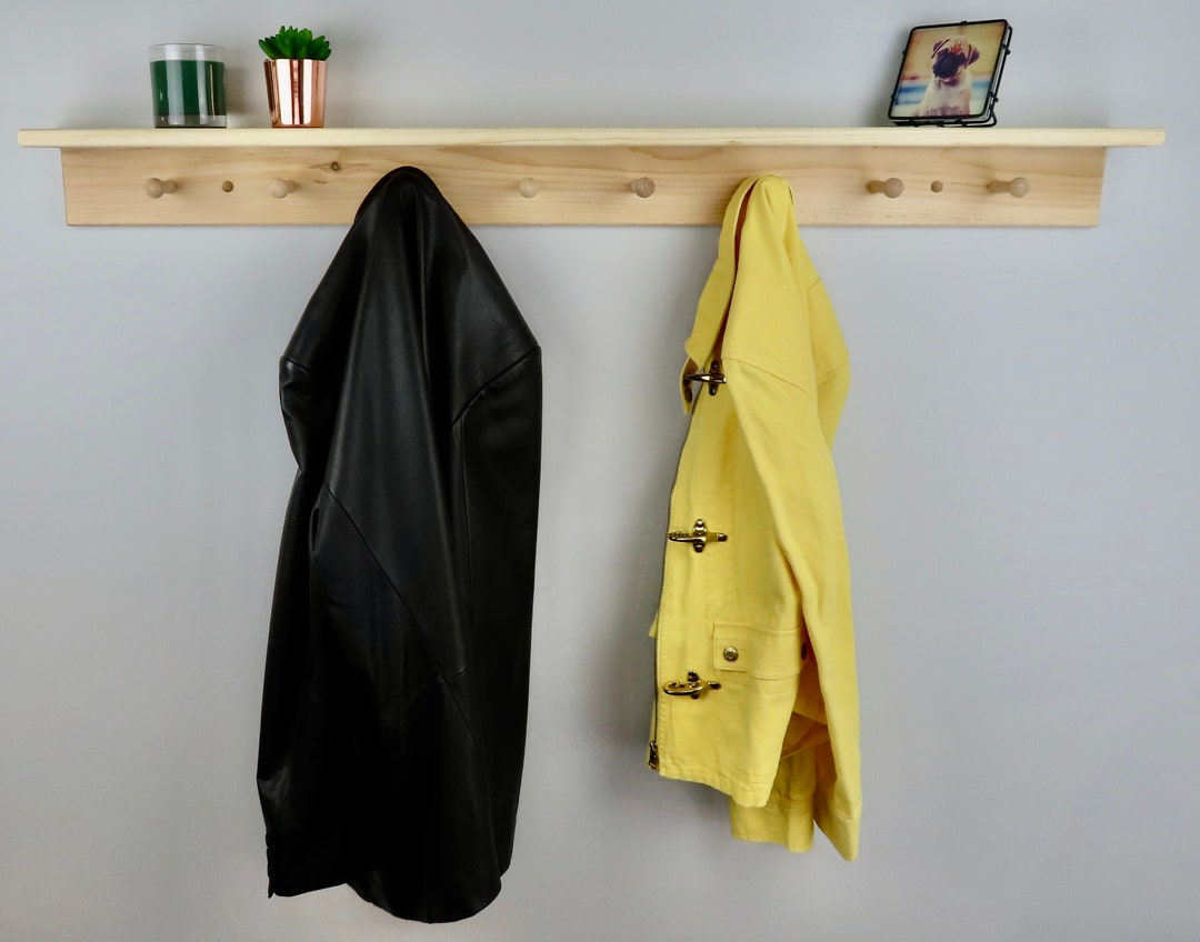 Unfinished Shaker Peg Coat Hat Rack With Shelf 48" - Etsy